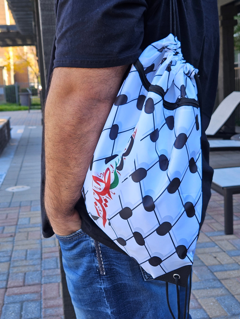 Palestine Keffiyeh Drawstring Bag Backpack | Habibi Heritage