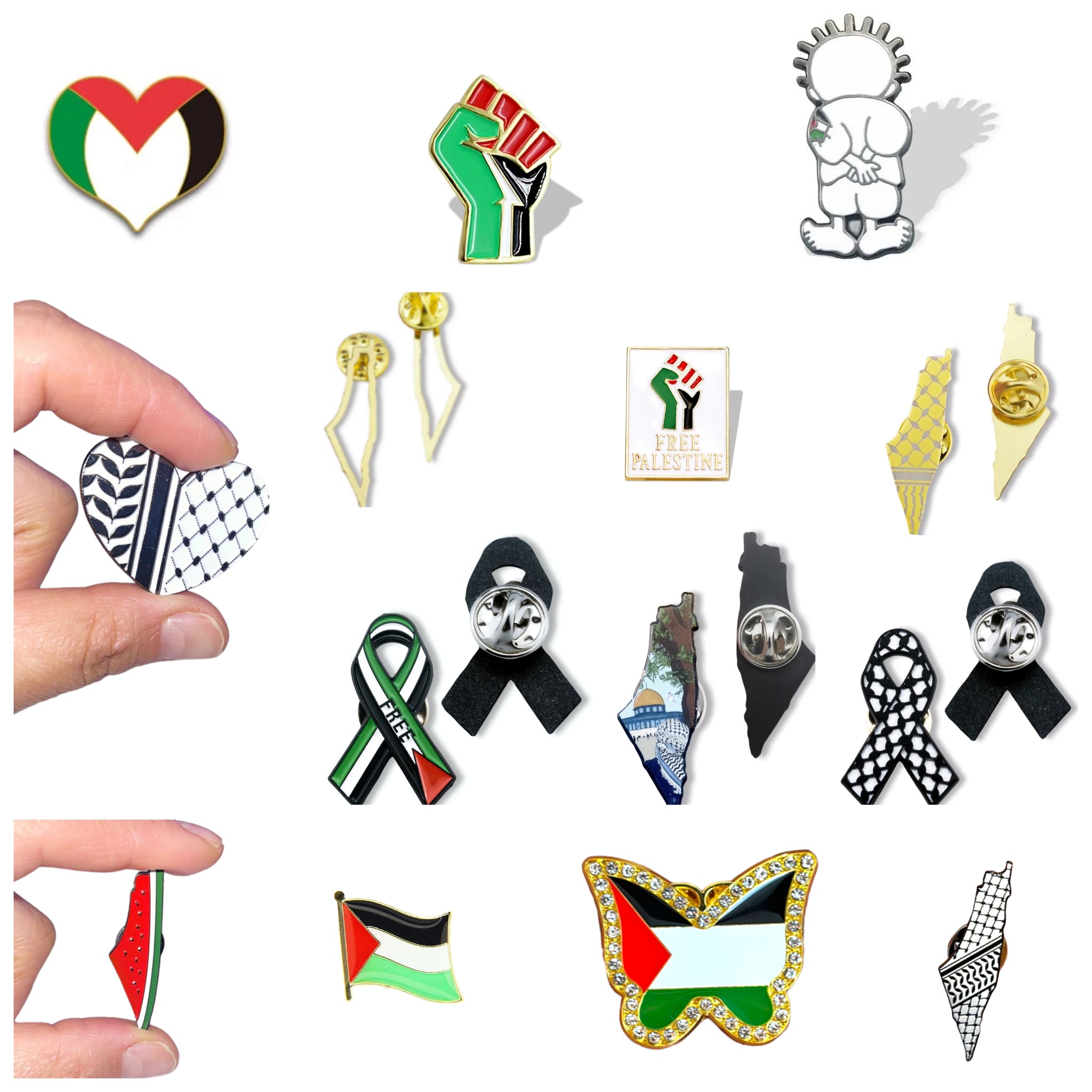 Palestine Flag Pin Lapel Stainless Steel Keffiyeh Handala | Habibi Heritage