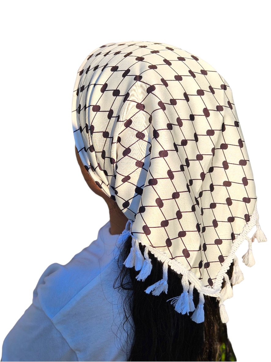 Keffiyeh Hatta Hair Head Scarf Bandana with Lace | Habibi Heritage