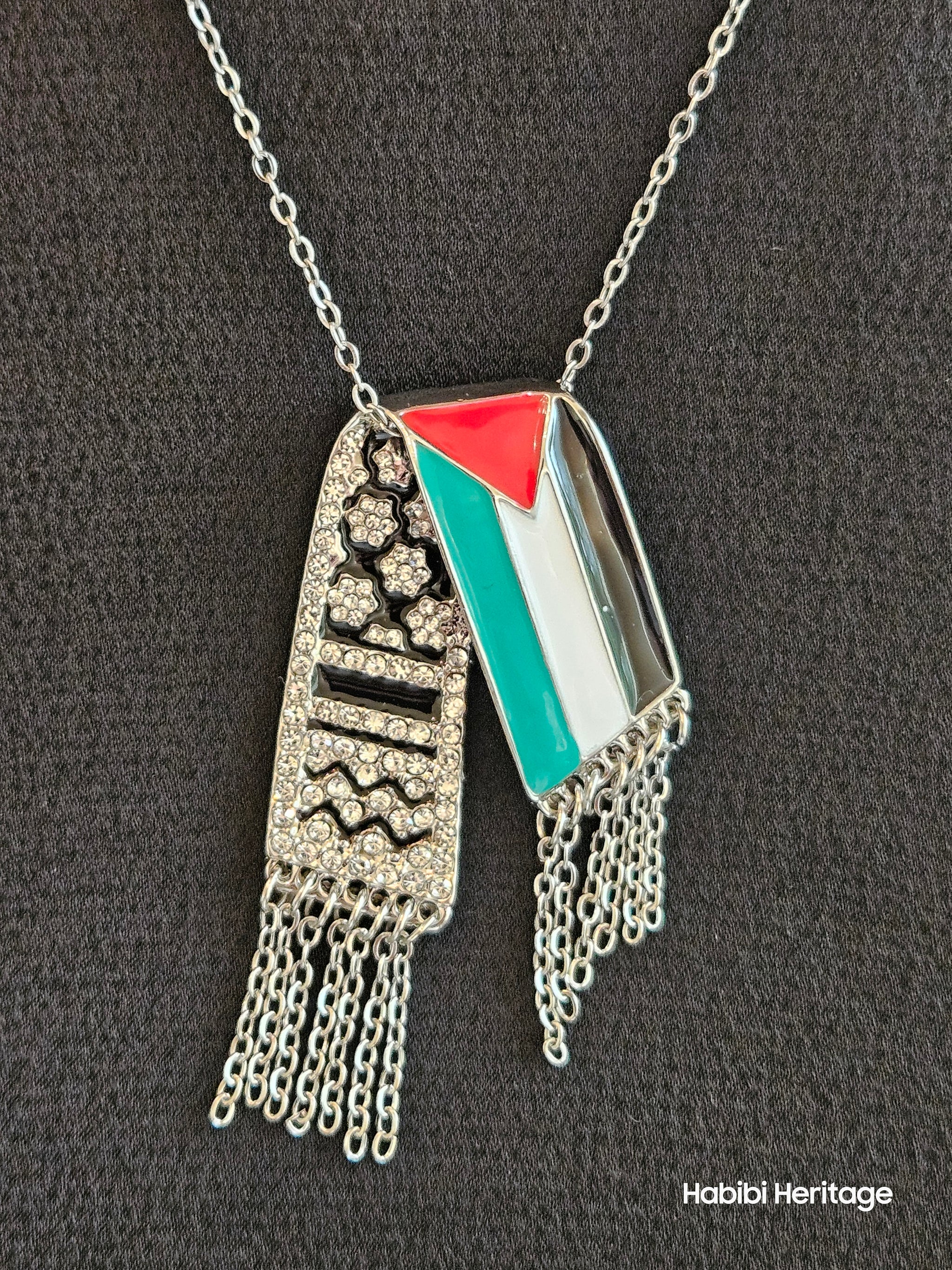 Palestine Keffiyeh Necklace - 3 options - Gold or Silver | Habibi Heritage