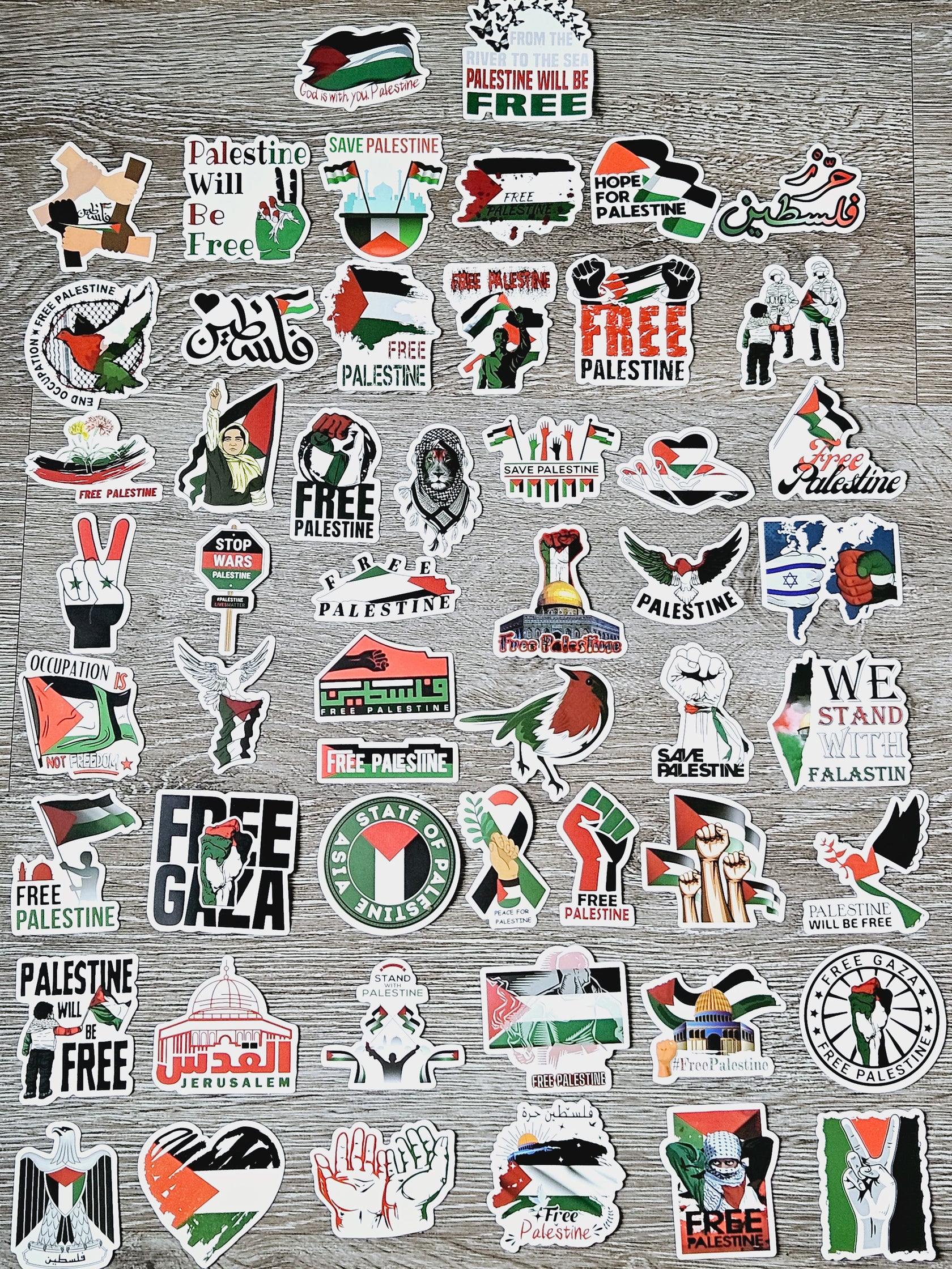 Palestine Stickers - 50 pack Palestinian stickers decals vinyl waterpr – Habibi Heritage